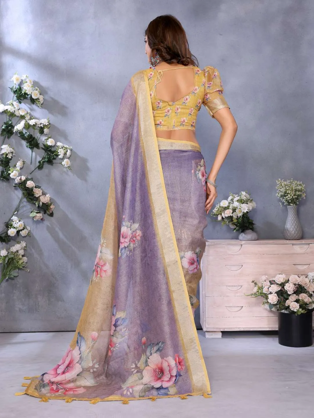 Buy KRT Linen Printed Saree Wholesale in Surat Market 2026